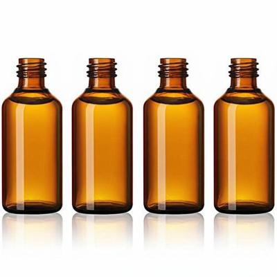 China 100ml Amber Glass Cosmetic Bottles Screw Cap for Perfume Essential Oils for sale
