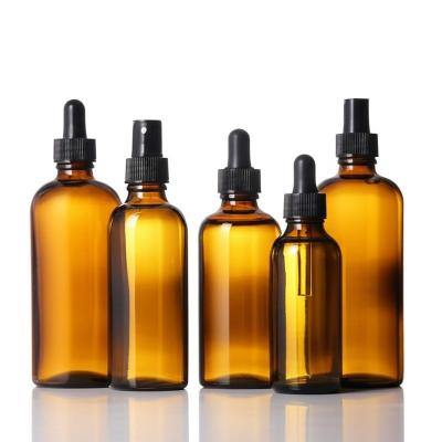 China Amber Cosmetic Bottles with Screw Cap 10ml 30ml 50ml 100ml for Skincare Essential Oils Perfume Packaging for sale