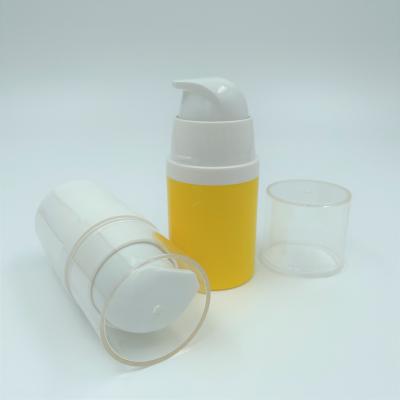 China 50ml 80ml 100ml Airless Pump Bottle with Silk Printing - AS Material Cosmetic Container in White Yellow Colors for sale