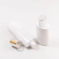China White Round 150ml 200ml Plastic Cosmetic Bottles With Gold Cap for sale