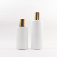 China White Round 150ml 200ml Plastic Cosmetic Bottles With Gold Cap for sale