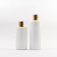 China White Round 150ml 200ml Plastic Cosmetic Bottles With Gold Cap for sale