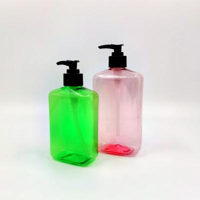 China 10oz 16oz Flat Pink Clear Plastic PET Bottle For Cosmetic for sale