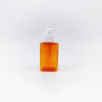 China 100ml 3.38oz Orange Plastic Square Bottle for Toner Shampoo for sale