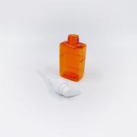 China 100ml 3.38oz Orange Plastic Square Bottle for Toner Shampoo for sale