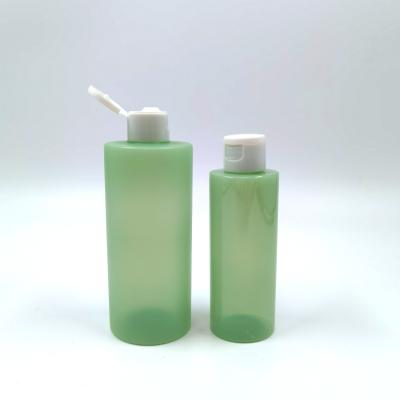 China Cylinder 4.05OZ Green PET Toner Bottle Empty Cosmetic Container for Skincare for sale