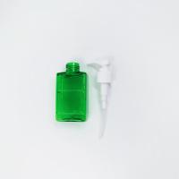 China Square 100ml Green PET Plastic Bottle 24mm With Lotion Pump for sale