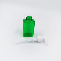 China Square 100ml Green PET Plastic Bottle 24mm With Lotion Pump for sale