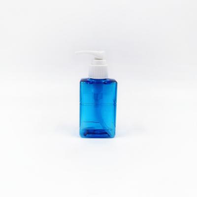China 24/410 Frost Blue PET Cosmetic Bottle 150ml Square Serum Container with Lotion Pump for sale