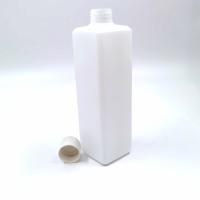 China PE Plastic Rectangle White Shampoo Lotion Bottle 900ml with Clamshell Cap - BE022 Model for Personal Care Products for sale
