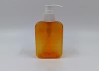 China Orange Clear Flat PET Cosmetic Bottle 180ml with Lotion Pump for Hand Wash Body Cream for sale