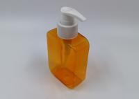 China Orange Clear Flat PET Cosmetic Bottle 180ml with Lotion Pump for Hand Wash Body Cream for sale