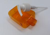 China Orange Clear Flat PET Cosmetic Bottle 180ml with Lotion Pump for Hand Wash Body Cream for sale