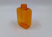 China Orange Clear Flat PET Cosmetic Bottle 180ml with Lotion Pump for Hand Wash Body Cream for sale