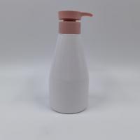 China 320ml PET Plastic Cosmetic Bottle with Pink Lotion Pump Shampoo Container for sale