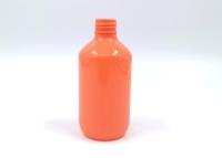 China Oblique Shoulder PET Plastic Bottle With Black Fold Cap 300ml for sale