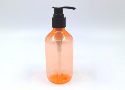 China Orange Transparent PET Body Wash Bottle 250ml 500ml with Black Lotion Pump for sale