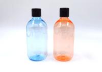 China Round Shoulder PET Cosmetic Bottle 300ml with 24/410 Neck Size - Transparent Blue Body Wash Container for sale