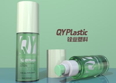 China Transparent Green PET Plastic Toner Bottle 50ml 100ml with Overcap Lotion Pump for Beauty Packaging for sale