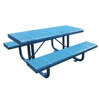 China Outdoor perforated metal picnic table for kids steel iron small outdoor picnic table for children for sale