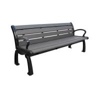 China Recycled Plastic Slats Outdoor Garden Wooden Bench With Sandblasted Powder Coated for sale