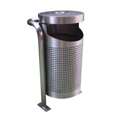 China Stainless Steel Commercial Outdoor Trash Cans Rustproof For Garden Park for sale
