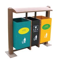 China Surface Mounted Metal Outdoor Trash Bin Rectangular Shape For Public for sale