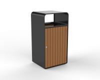 China Gavin Outdoor Commercial Wood And Metal Trash Can Outside Garden Large Dustbin Street Park Wooden Public Waste Bin for sale