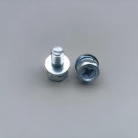 China Cross Recessed Blue White Zinc Plated Hex Head Bolt With Spring Flat Washers for sale