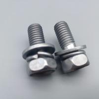 China Cross Slot Hex Head Screw Blue White Zinc Spring / Flat Washer Combo for sale