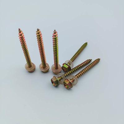 China Zinc Coated ST4.8-ST6.3 Hexagonal Head Wood Tapping Screws With Washer Slotted End for sale