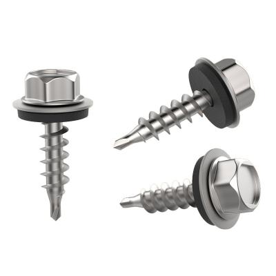 China 5.5x75mm ISO DIN15480 HEX With Flange Self Drilling Screws With EPDM Washer for sale
