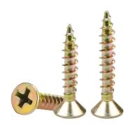 China DIN7505 Cross Yellow Zinc Double Countersunk Chipboard Self Tapping Wood Screws for sale