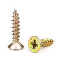 China DIN7505 High Strength Carbon Steel Yellow Zinc Chipboard Wood Screws for sale