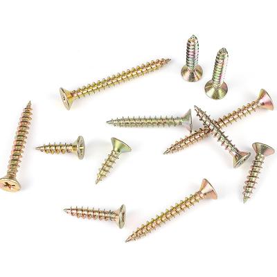 China DIN7505 High Precision Steel Yellow Zinc Plated Phillips Countersunk Chipboard Screws for sale