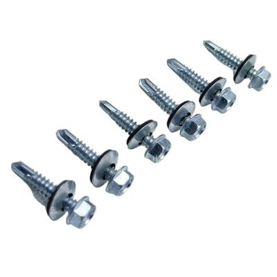 China Zinc Plated Carbon Steel Hex Washer Head Self-Drilling Screws with EPDM Washers for sale