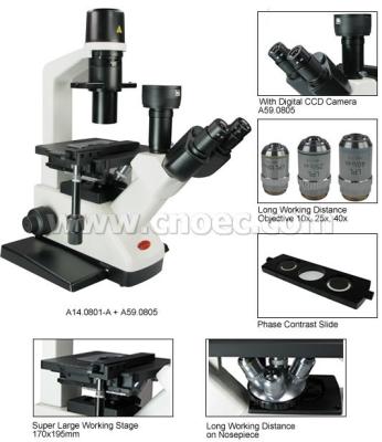 China 400X Laboratory Inverted Optical Microscope A14.0801 With Trinocular Head for sale