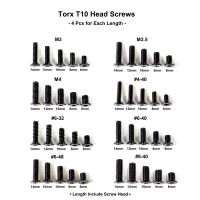 China Countersunk Flat Head M3, M3.5, M4 #4-40, #6-32, #6-40, #6-48, #8-40 T10 Torx Red Dot Screw Assortment Kit Black Oxide Carbon Steel for sale