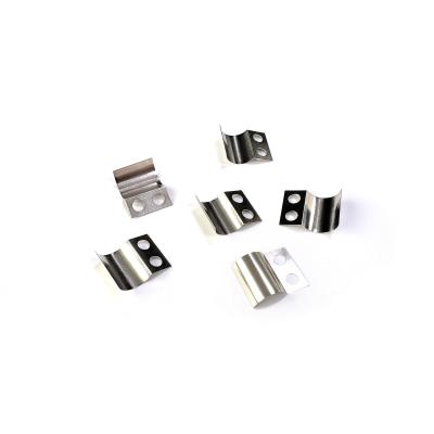 China Nickel Plated 0.15mm Thick 304 Stainless Steel Spring Contact Clips Precision Curved Conductive Spring Sheets for sale