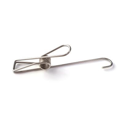 China SUS304 Torsion Spring Clothes Peg with Hanging Hook Long Hook Wire Laundry Peg Clips Manufacturer for sale