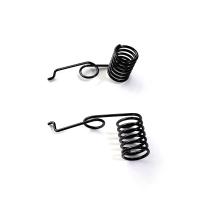 China Small Long Arm Lid Catch Torsion Spring Black Oxide Clip Reset Torsion Spring with Locating Ring Carbon Steel for sale