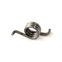 China Double Hook Torsion Spring 304 Stainless Steel Precision Small Clip Torsion Spring with Dual Straight Hook Arms for sale