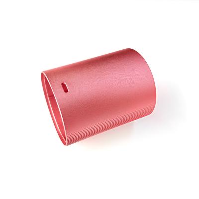 China 6063 Cylindrical Aluminum Speaker Shell Matte Rose Red Anodized CNC Machined Bluetooth Audio Enclosure Tube for sale
