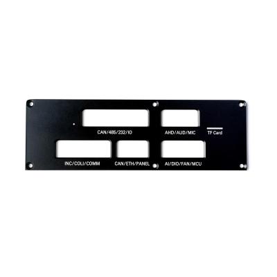 China 6063 Aluminum Control Panel Black Matte Anodized Industrial Faceplate with Multi-Port Cutouts & Laser Marking for sale