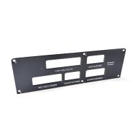 China 6063 Aluminum Control Panel Black Matte Anodized Industrial Faceplate with Multi-Port Cutouts & Laser Marking for sale