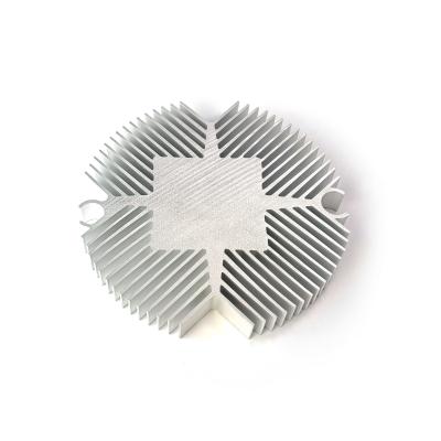 China Sunflower Round LED Aluminum Heatsink 6063-T5 Precision CNC Machined Enclosure with Mount Surface & Buckle Slots for sale