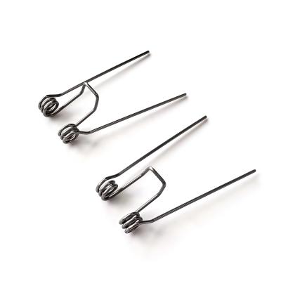 China Custom Dual Coil Double Torsion Spring Carbon Steel Nickel Plated LED Downlight Clip Spring Lighting Fixture Torsion Spring for sale
