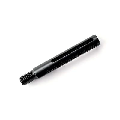 China CNC Machined 6063 Aluminum Tripod Extension Sleeve Knurled Camera Support Tube Black Anodized Threaded Adjustable Adjuster Tube for sale
