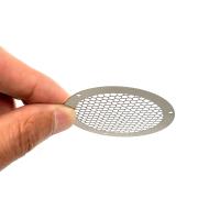 China Custom OEM Thin 0.3mm SUS304 Round Etched Vent Mesh Honeycomb Speaker Grill Chemical Etching Metal Filter Grille for sale