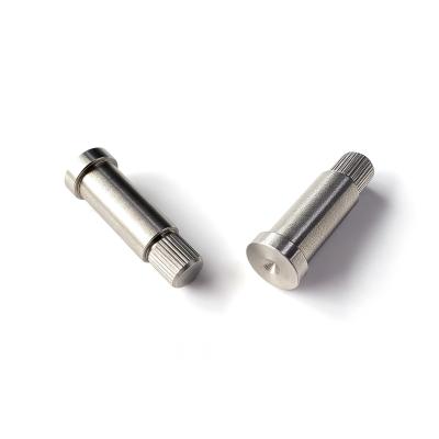 China Custom Stainless Steel Knurled Shoulder Pin Precision CNC Turned Press Fit Locating Dowel Pin with Straight Knurling for sale